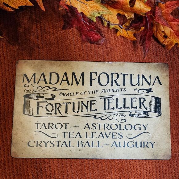 Other | Vintage Halloween Madam Fortuna Fortune Teller Metal Sign ...